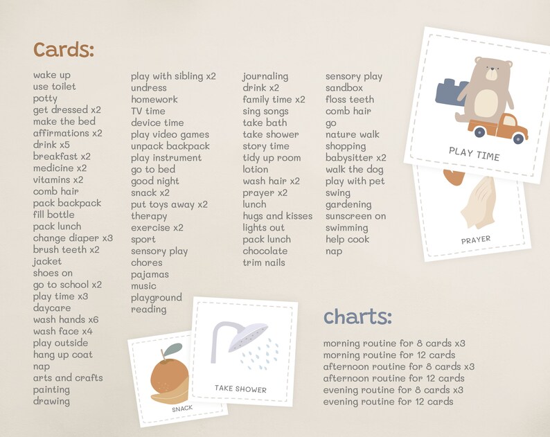 Morning Afternoon Bedtime Routine Chart, Editable Schedule for Kids ...
