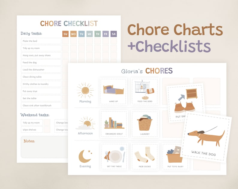 Chore Chart and Checklist Bundle / Editable Printable Charts and ...