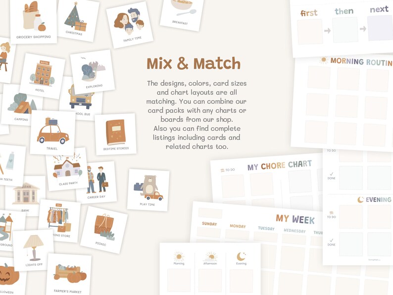 Chores Routine Cards Bundle Editable My Responsibilities Icons Visual ...
