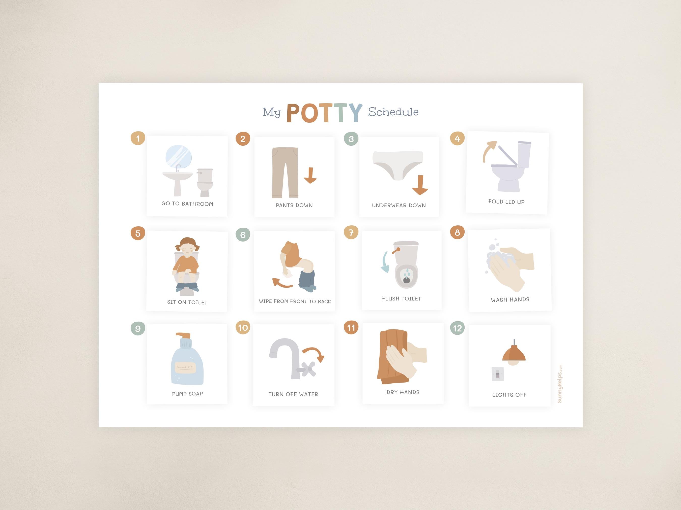 Potty Training & Hand Washing Chart Bundle, Daily Routine Cards ...