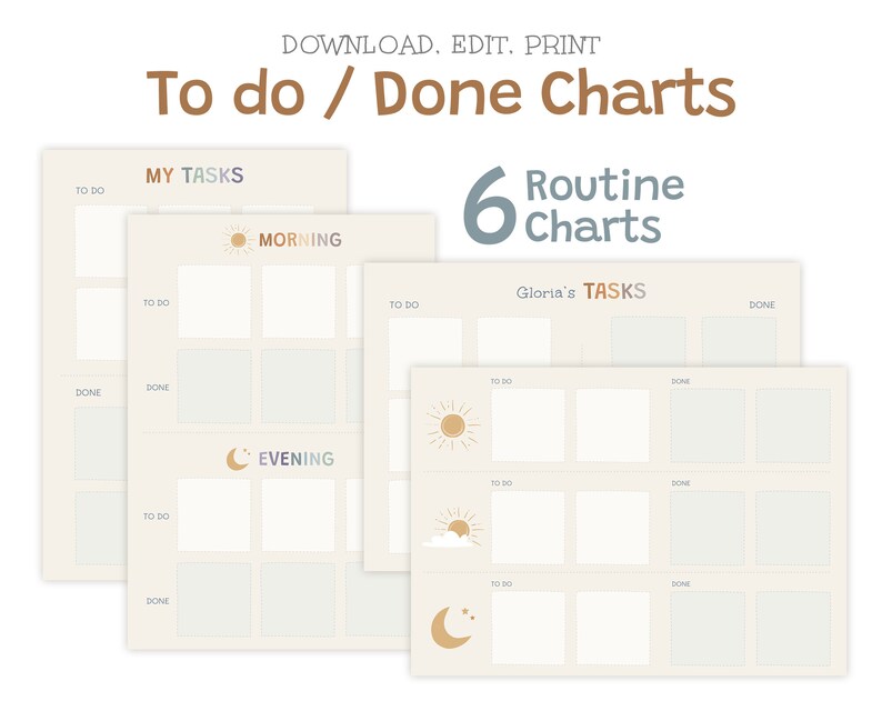 To Do Done Routine Chart für Kinder Kleinkinder Tagesablauf Druckbare ...