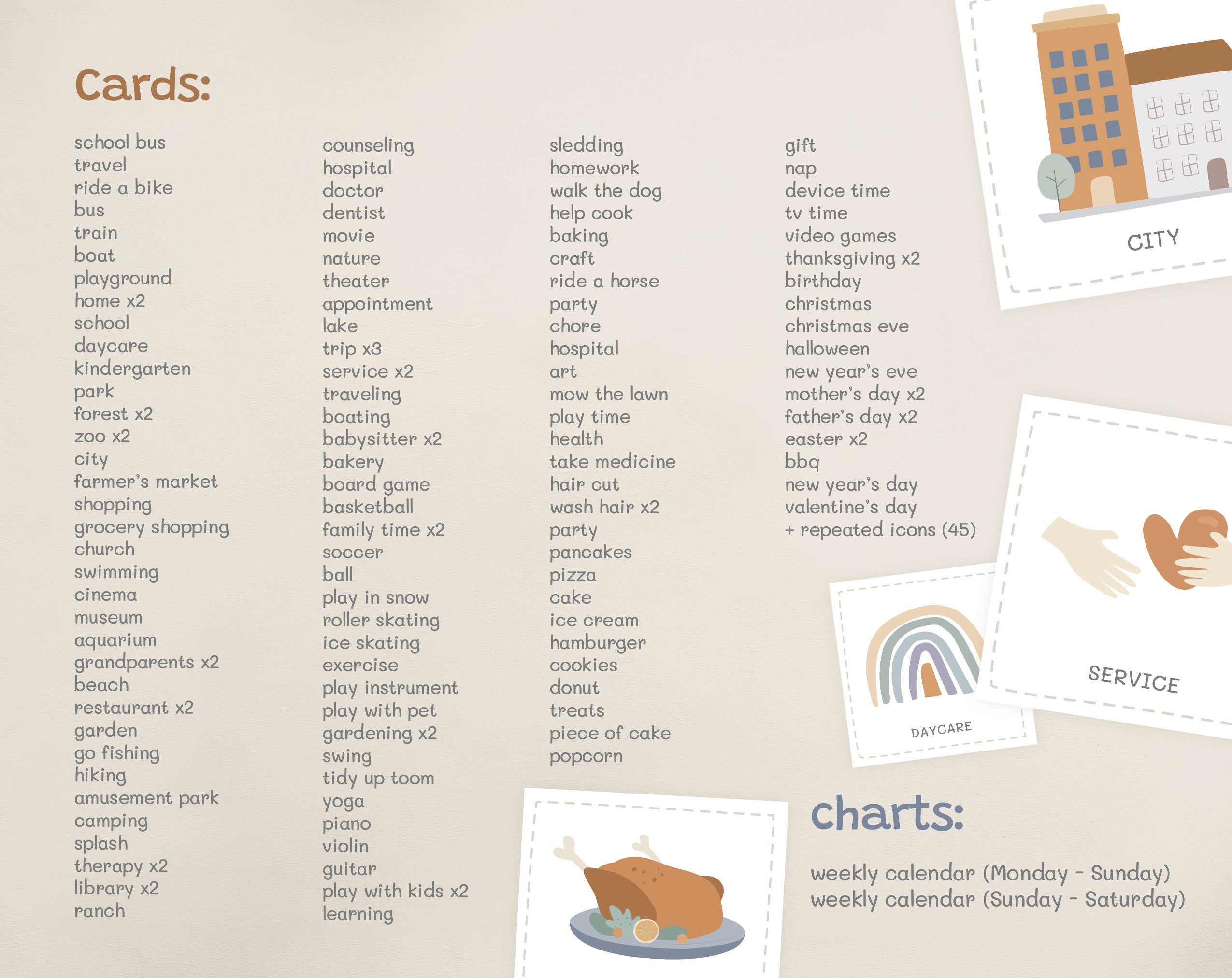 Weekly Visual Routine Charts With Cards / Editable Weekly Routine Chart ...