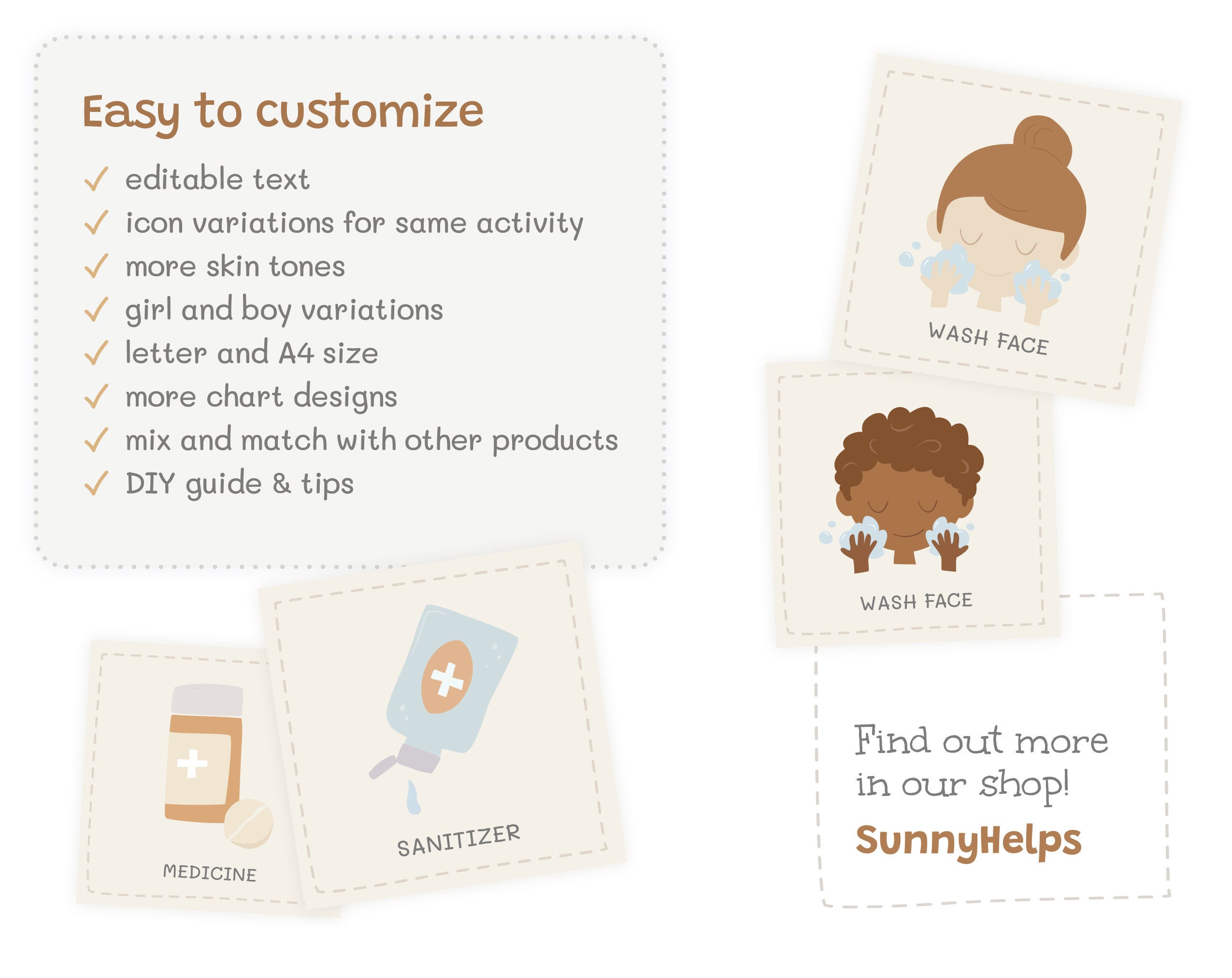 Self Care Routine Cards for Toddlers, Printable Editable Picture Cards ...