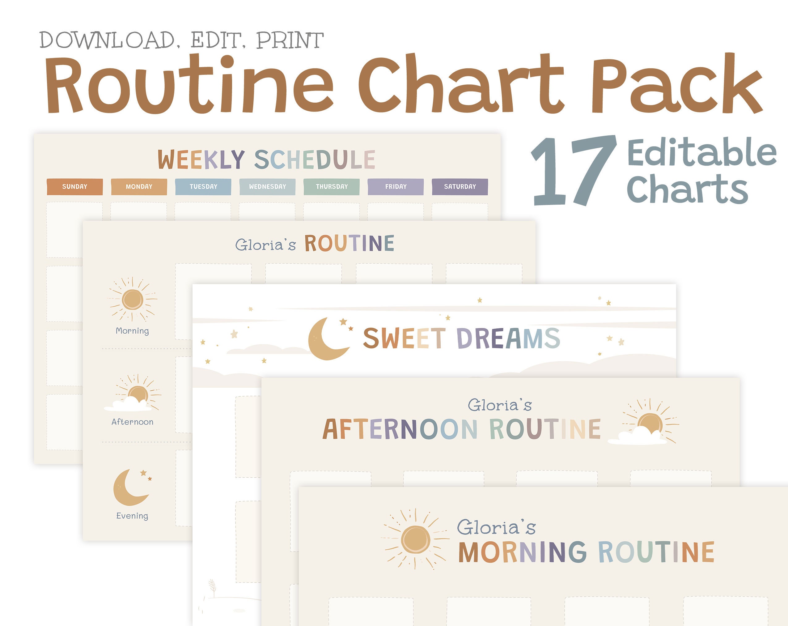 Daily Routine Chart Pack, Morning Afternoon Evening Routine Charts ...