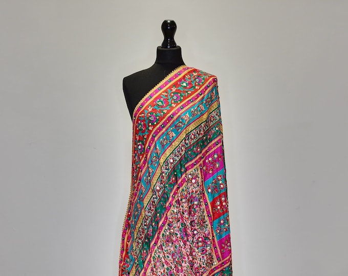 Pakistani Block Printed Mirror Dupatta - Etsy