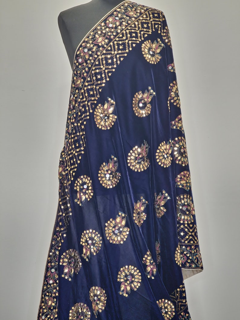 Pakistani Mirror Embroidered Velvet Dupatta - Etsy
