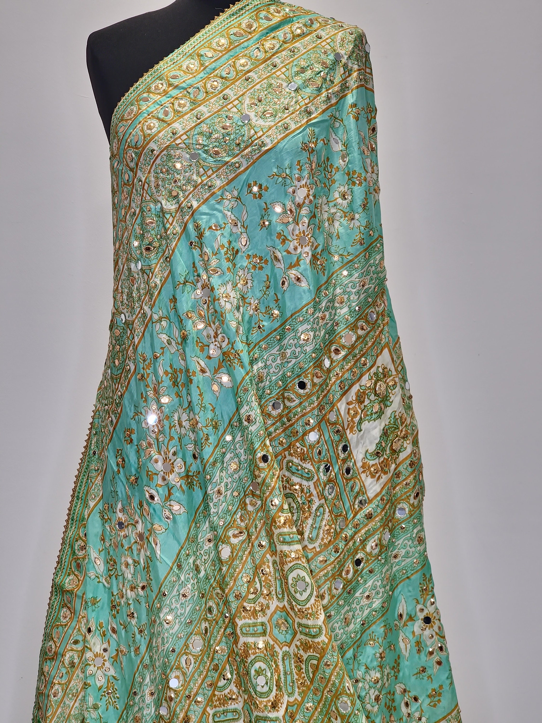 Pakistani Block Printed Mirror Dupatta - Etsy