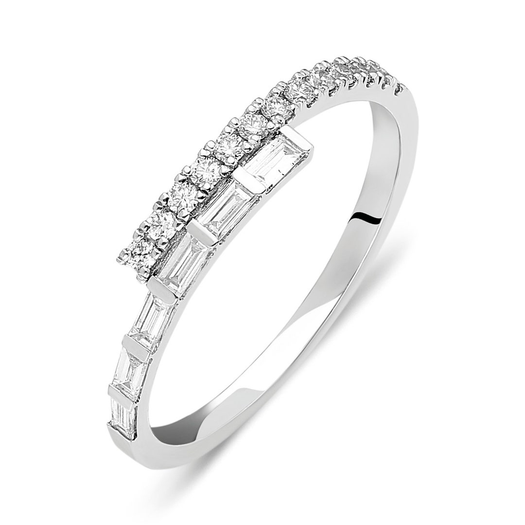 Pave Diamond Ring, Parallel Gold Minimal Ring With Beautiful Natural ...