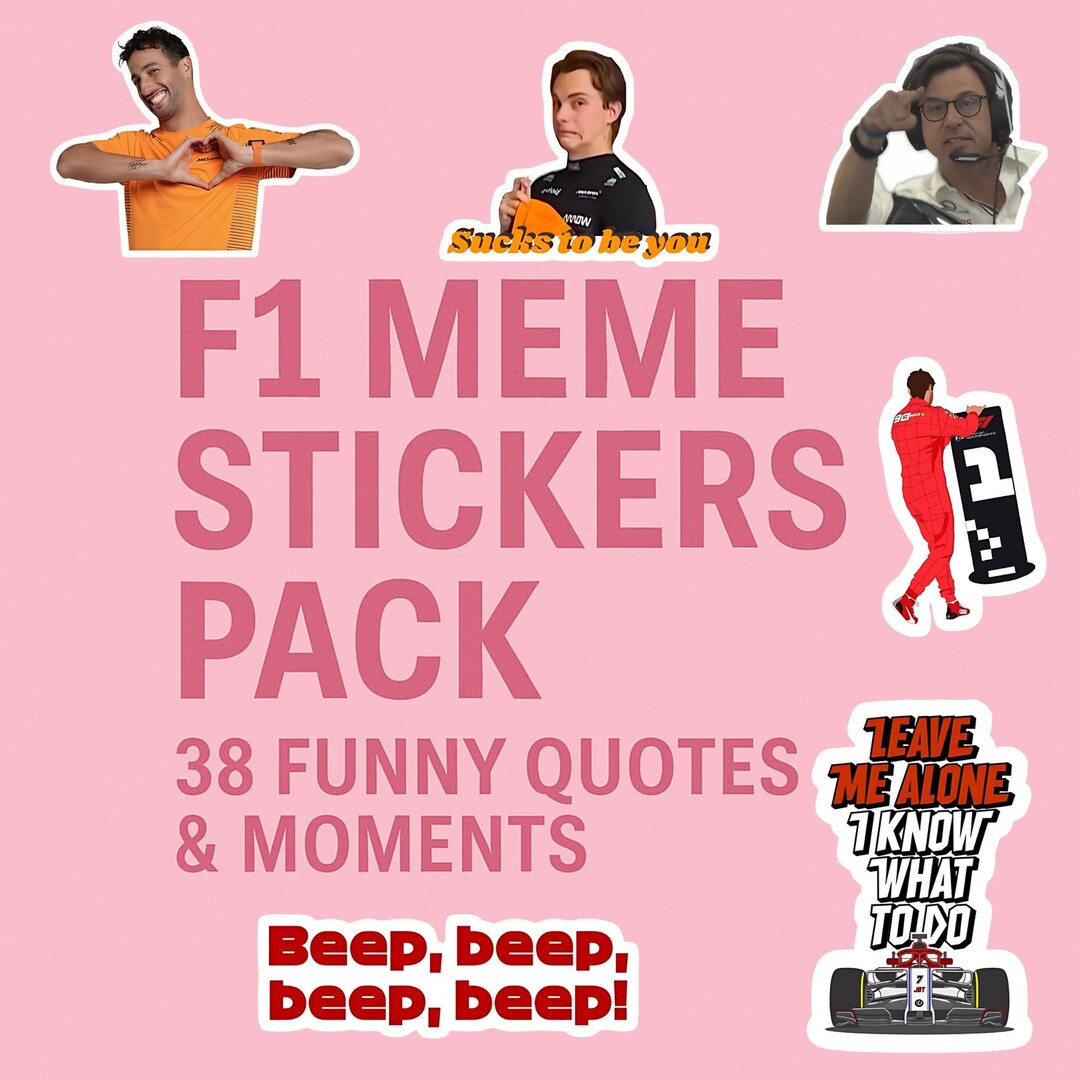 F1 Meme Stickers Pack – 38 Funny Quotes & Moments (digital PNG Download ...