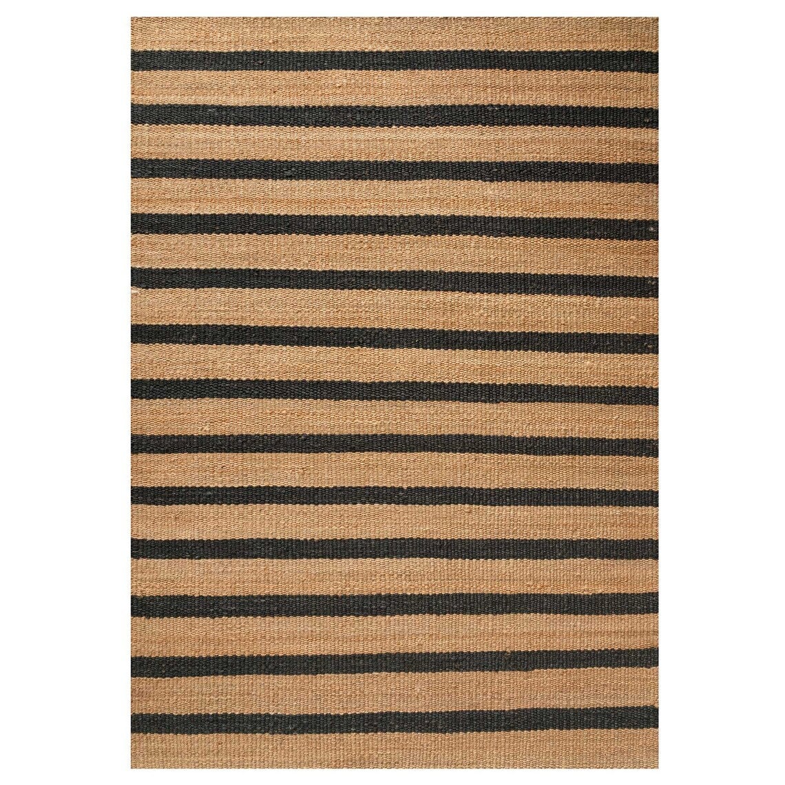 Natural Jute Black Stripe Living Area Rug Large Sisal Bedroom Dining ...