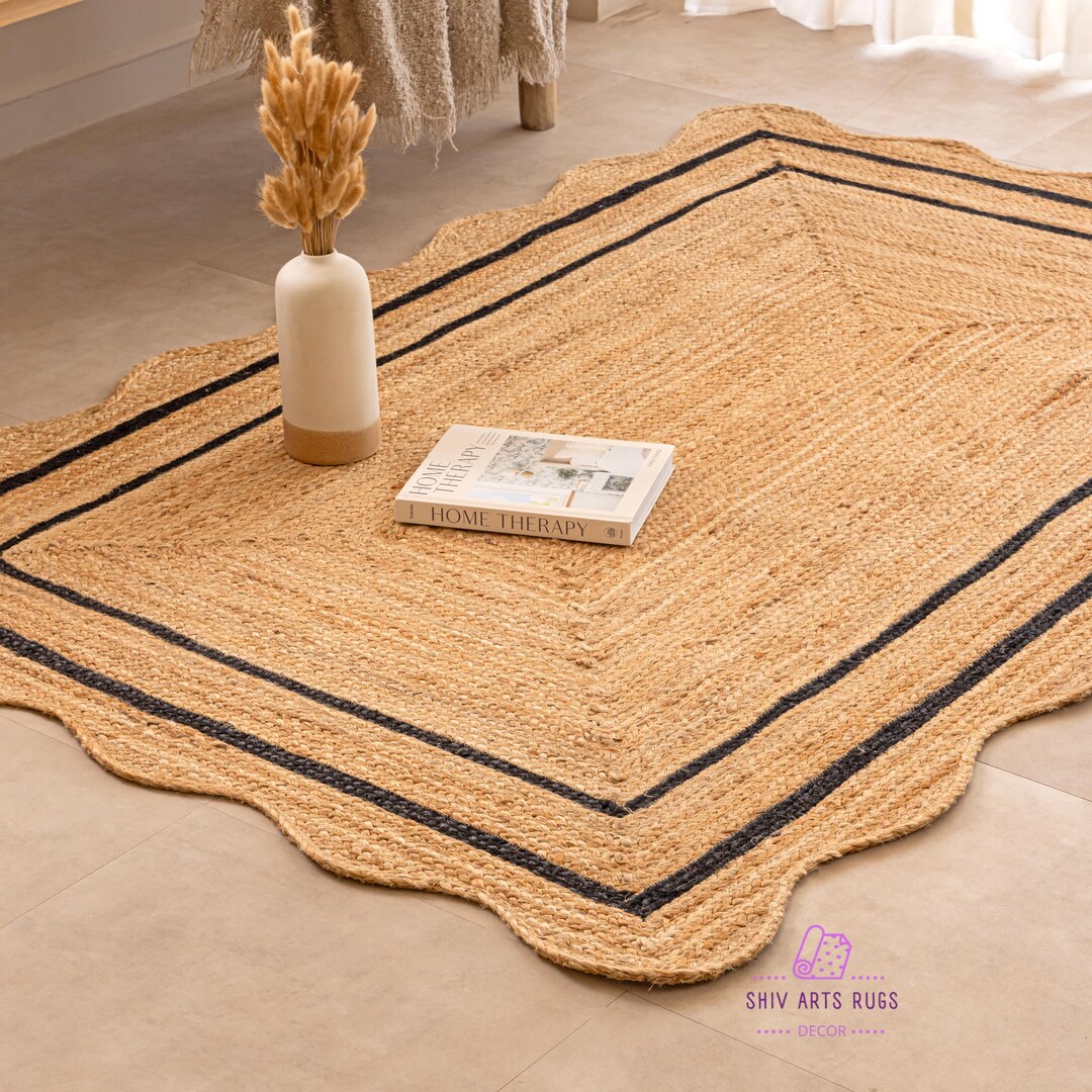 Scalloped Rug- Scallop Pattern Rug, Natural Jute Rug, Hand Braided Rug ...