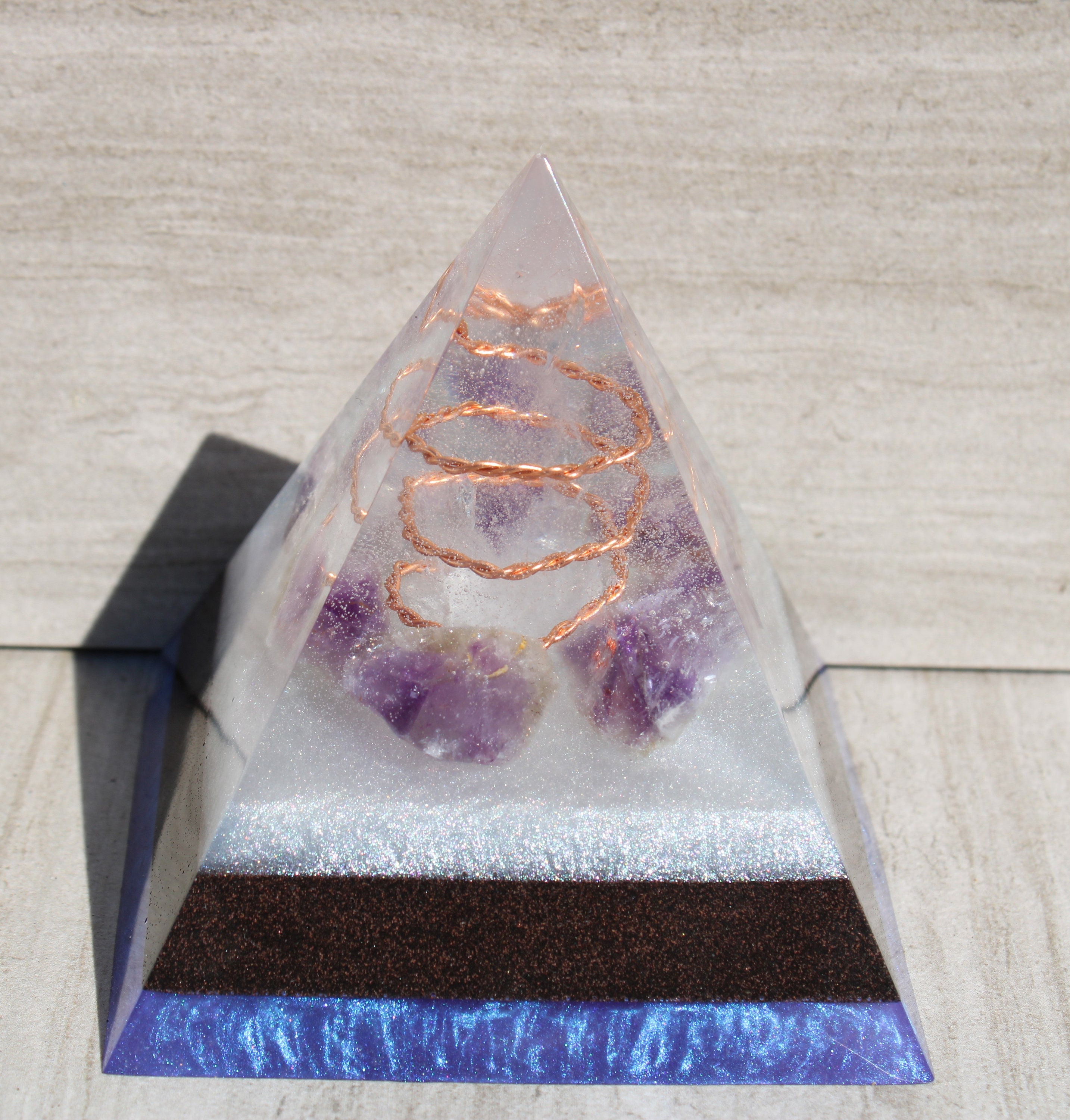 Orgone Pyramid With Raw Amethyst Clear Quartz W/ Copper Coil - Etsy