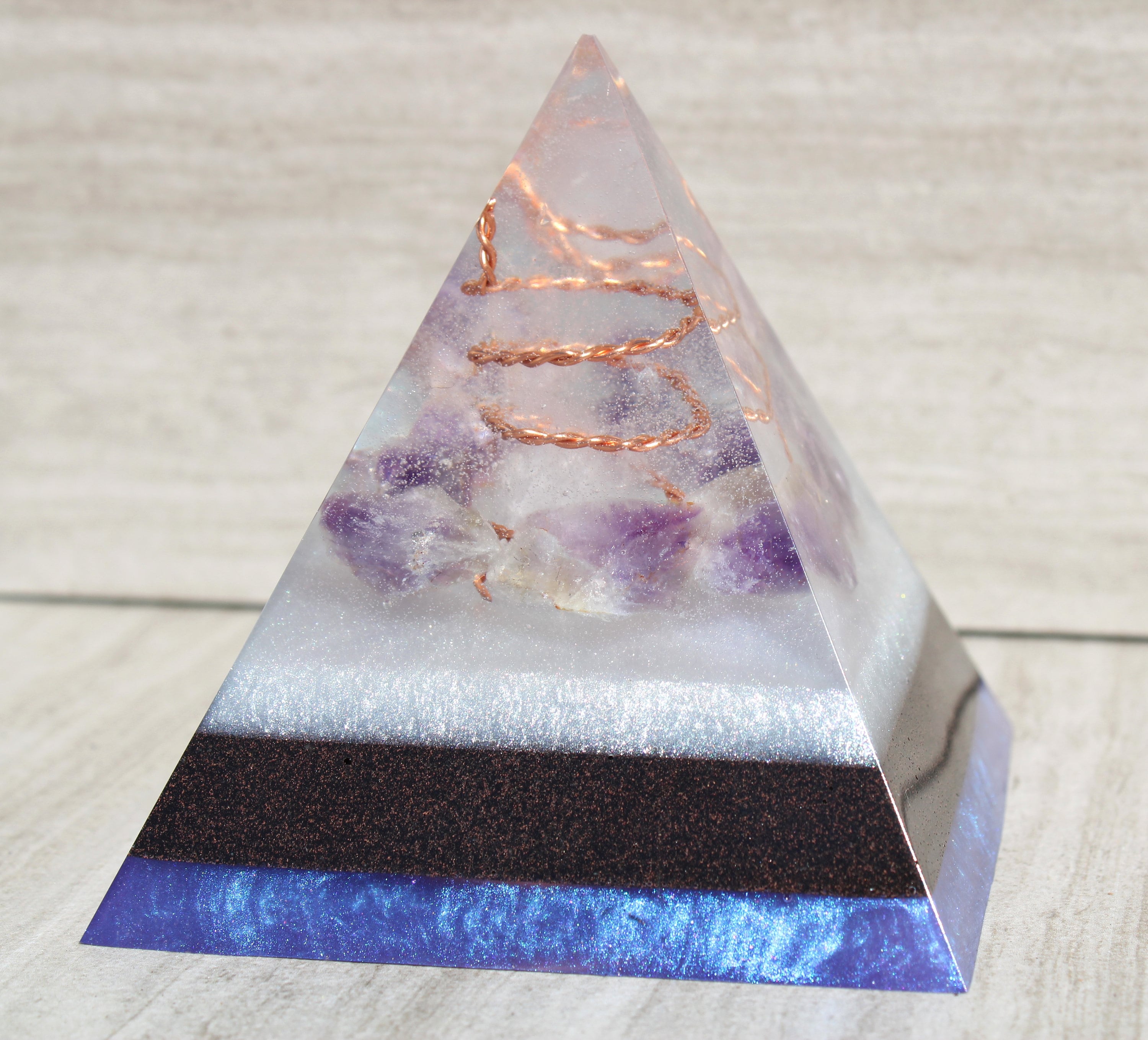 Orgone Pyramid With Raw Amethyst Clear Quartz W/ Copper Coil - Etsy