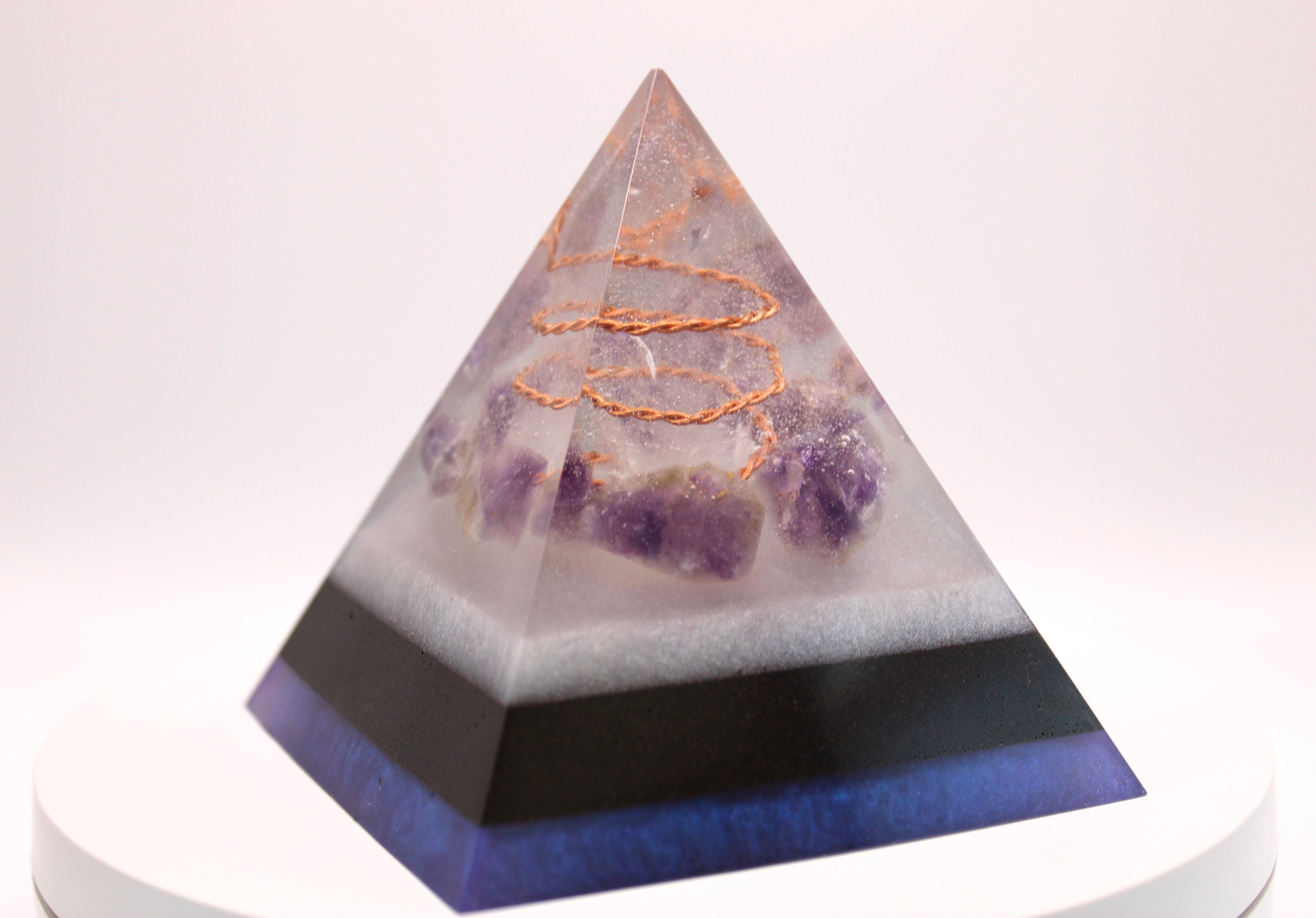 Orgone Pyramid With Raw Amethyst Clear Quartz W/ Copper Coil - Etsy