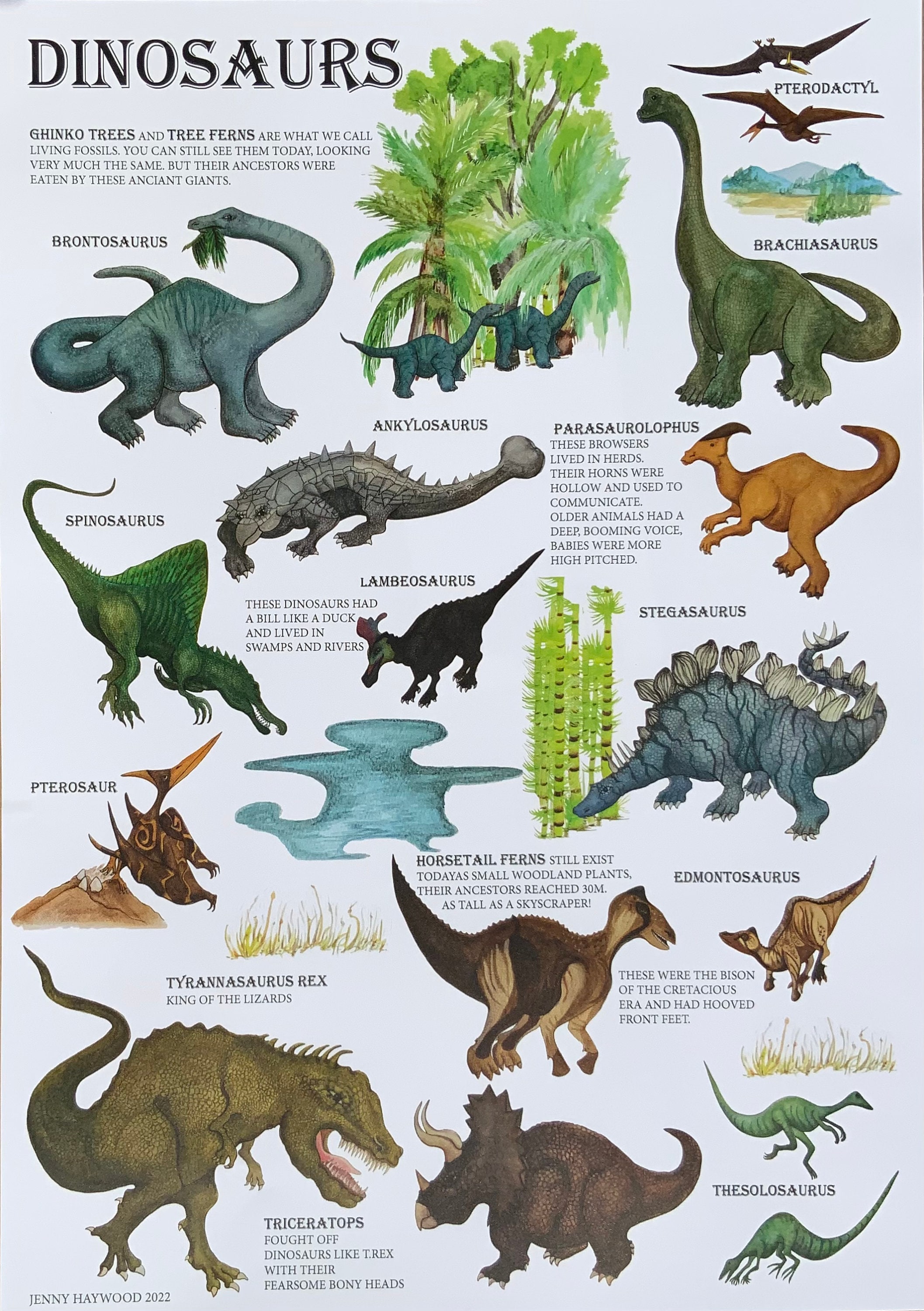 Dinosaur Poster. A3 Dinosaur Poster. Dino Poster. Childrens Dinosaur ...