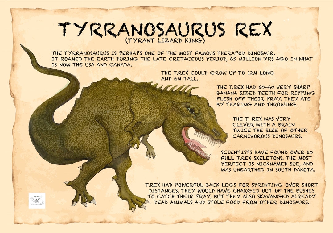 Dinosaur Poster. Kids Poster. T.rex Poster. Fact Poster. Individual. A4 ...