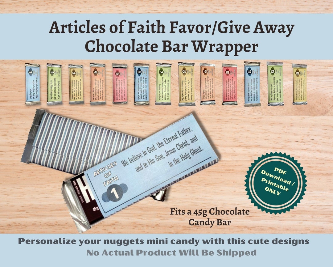 LDS Articles of Faith Motivation Give Away Chocolate Bar Wrapper for ...
