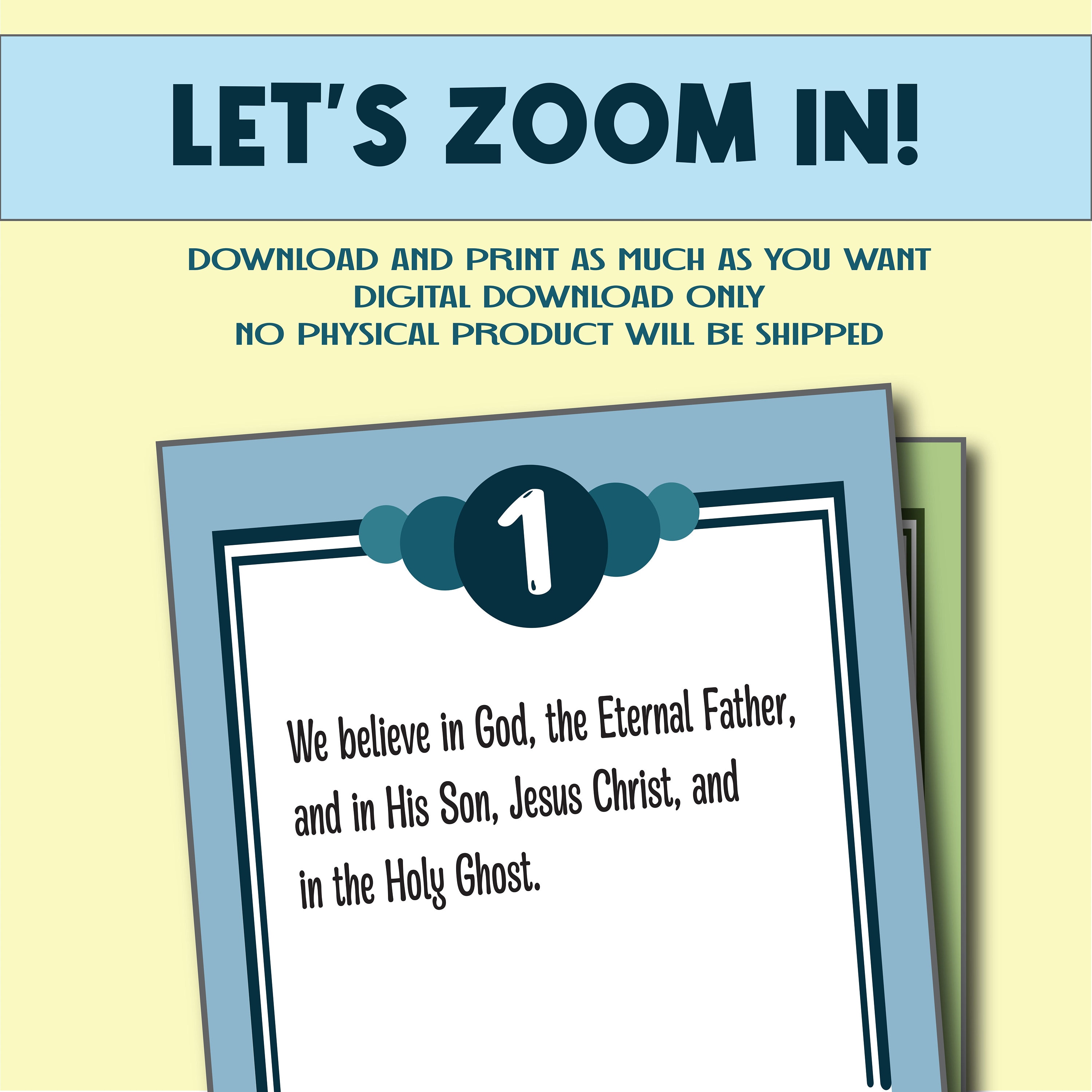 LDS 13 Articles of Faith 8.5 by 11 Digital Printable Individual Posters ...