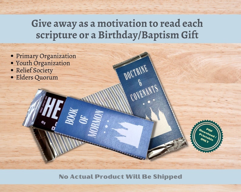 LDS 4 Scriptures Motivation Give Away Chocolate Bar Wrapper for 45g ...