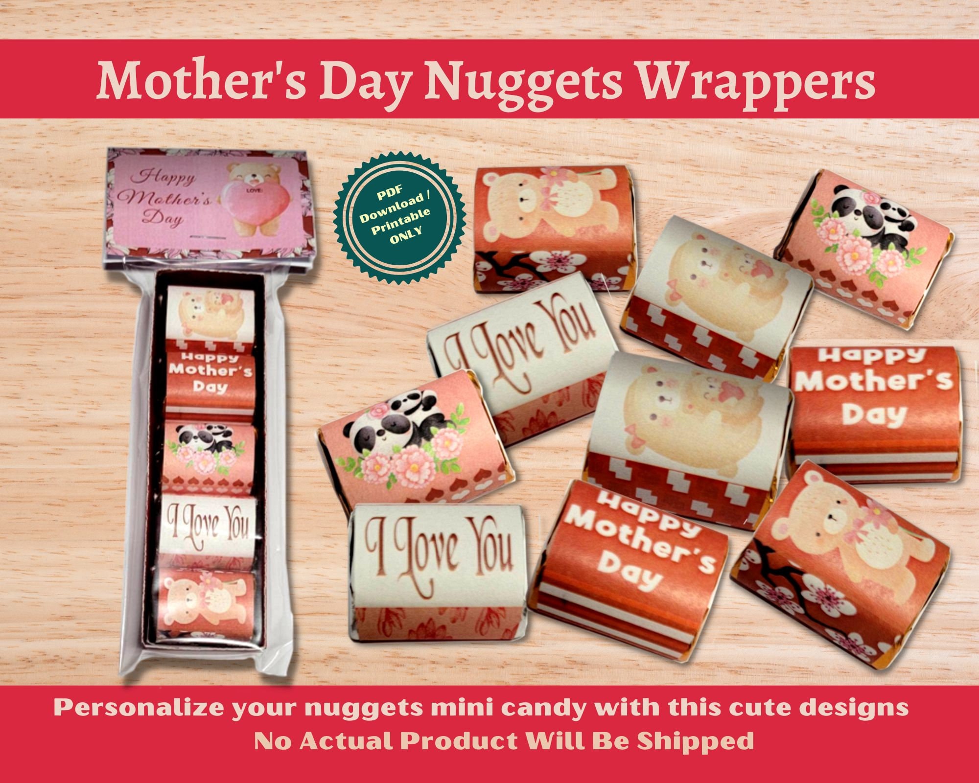 Mothers Day Nuggets Chocolate Candy Bar Wrapper Treat or Gift Idea Printable Digital Download - Etsy