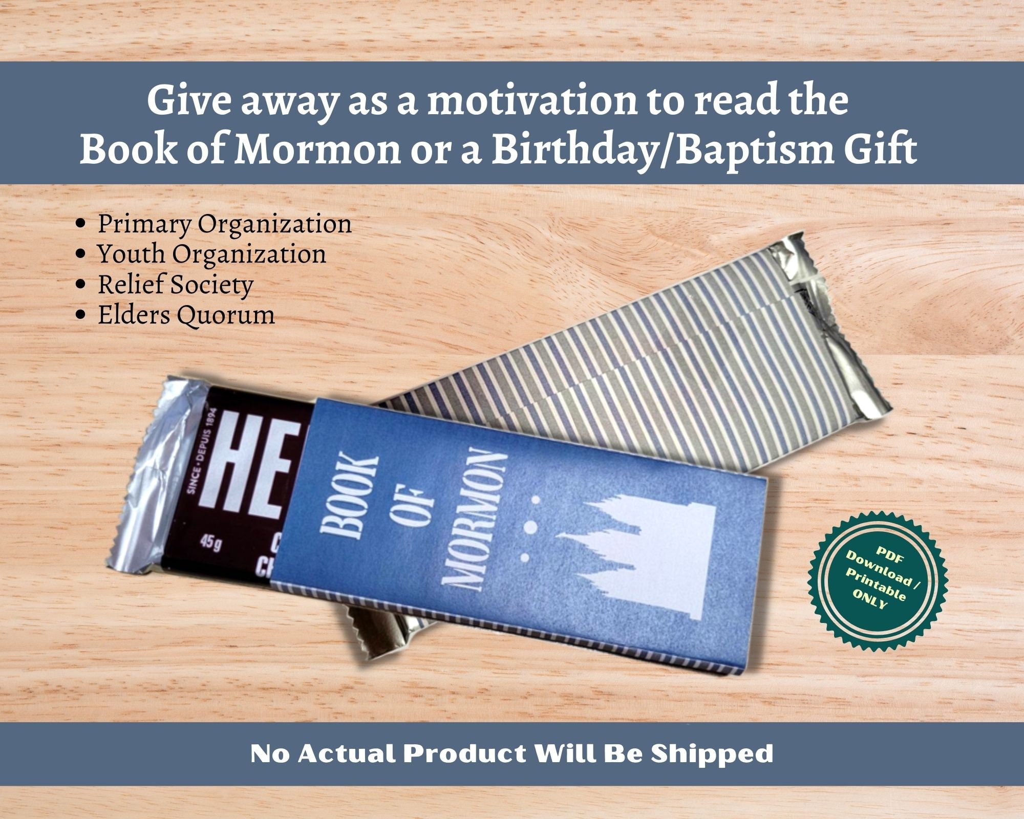 LDS Book of Mormon Motivation Give Away Chocolate Bar Wrapper for 45g ...