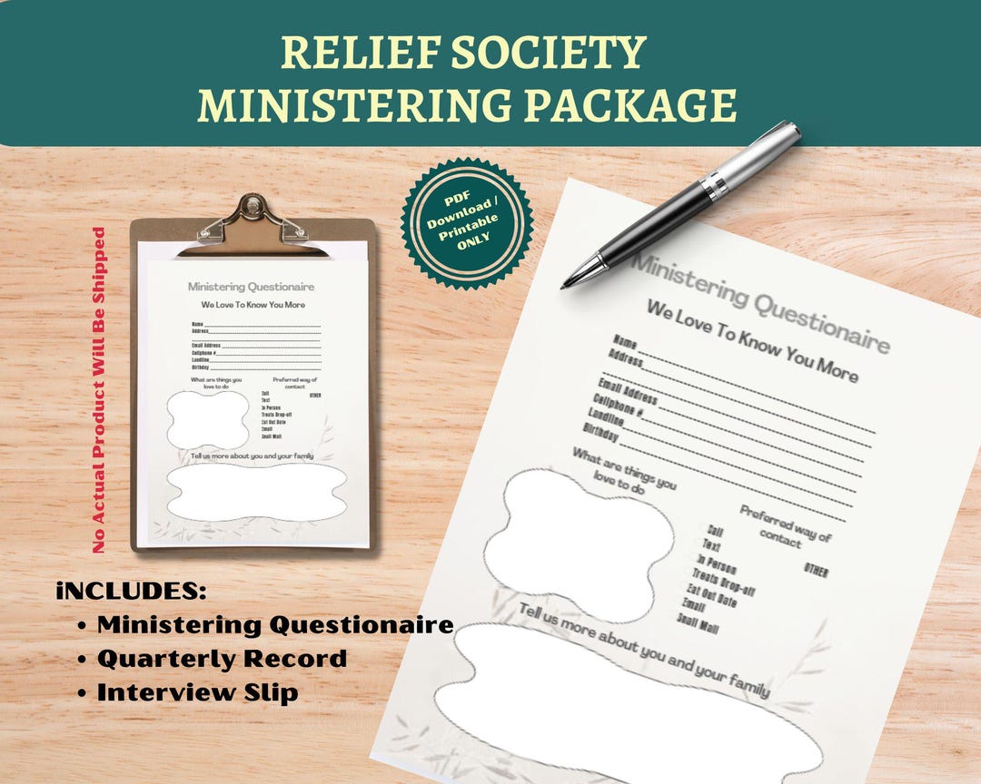 LDS Relief Society Ministering Printable Bundle | Editable Ministering ...