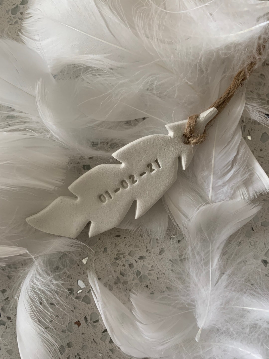 Feather Hanging Clay Sign, Decoration, Ornament. Lost One, Remember ...