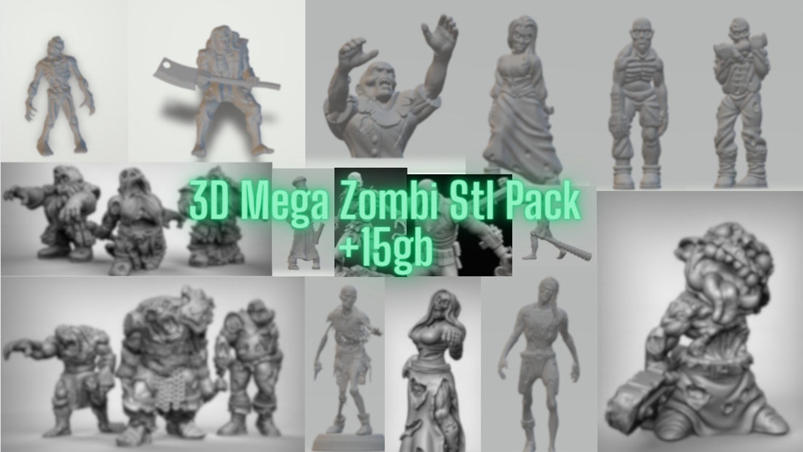 3D Mega Zombie Stl Pack,skeleton Warrior Stl File Models for 3D Print ...