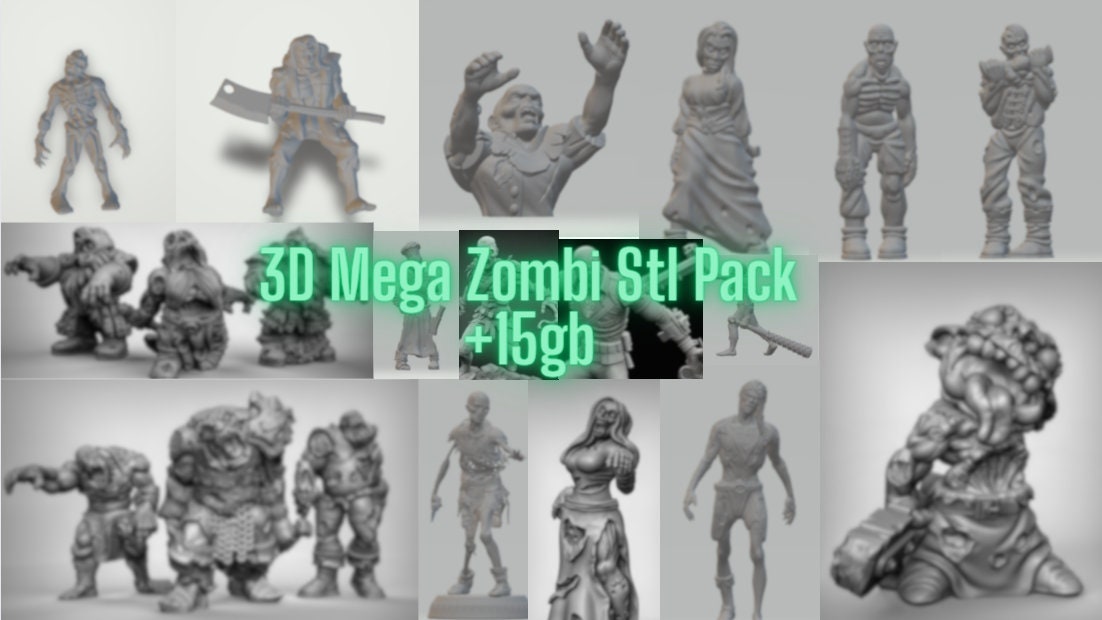 3D Mega Zombie Stl Pack,skeleton Warrior Stl File Models for 3D Print ...