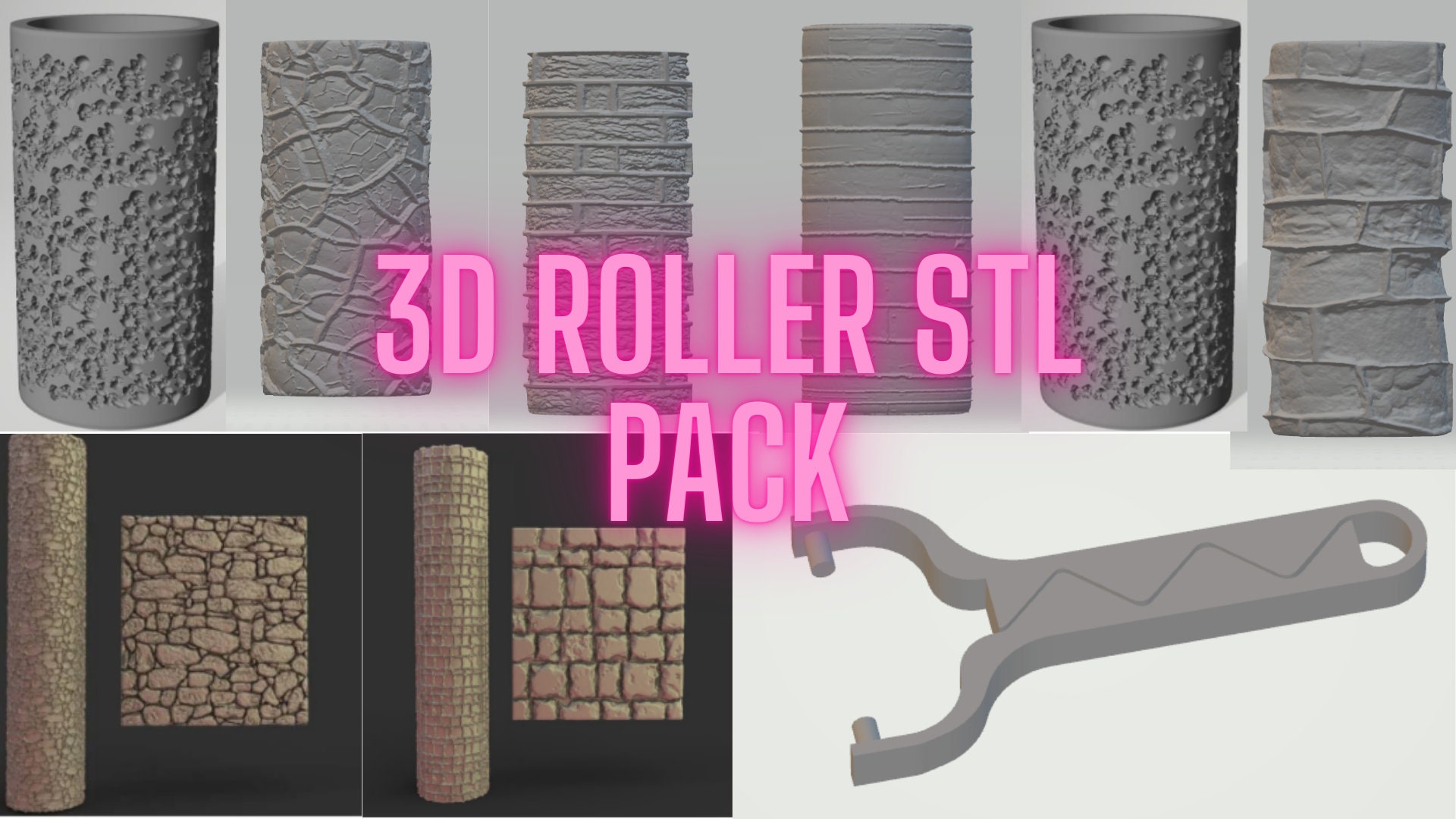 3D Roller Stl Pack, 50 Stl Files,texture Roller Pattern Terrain Texture ...