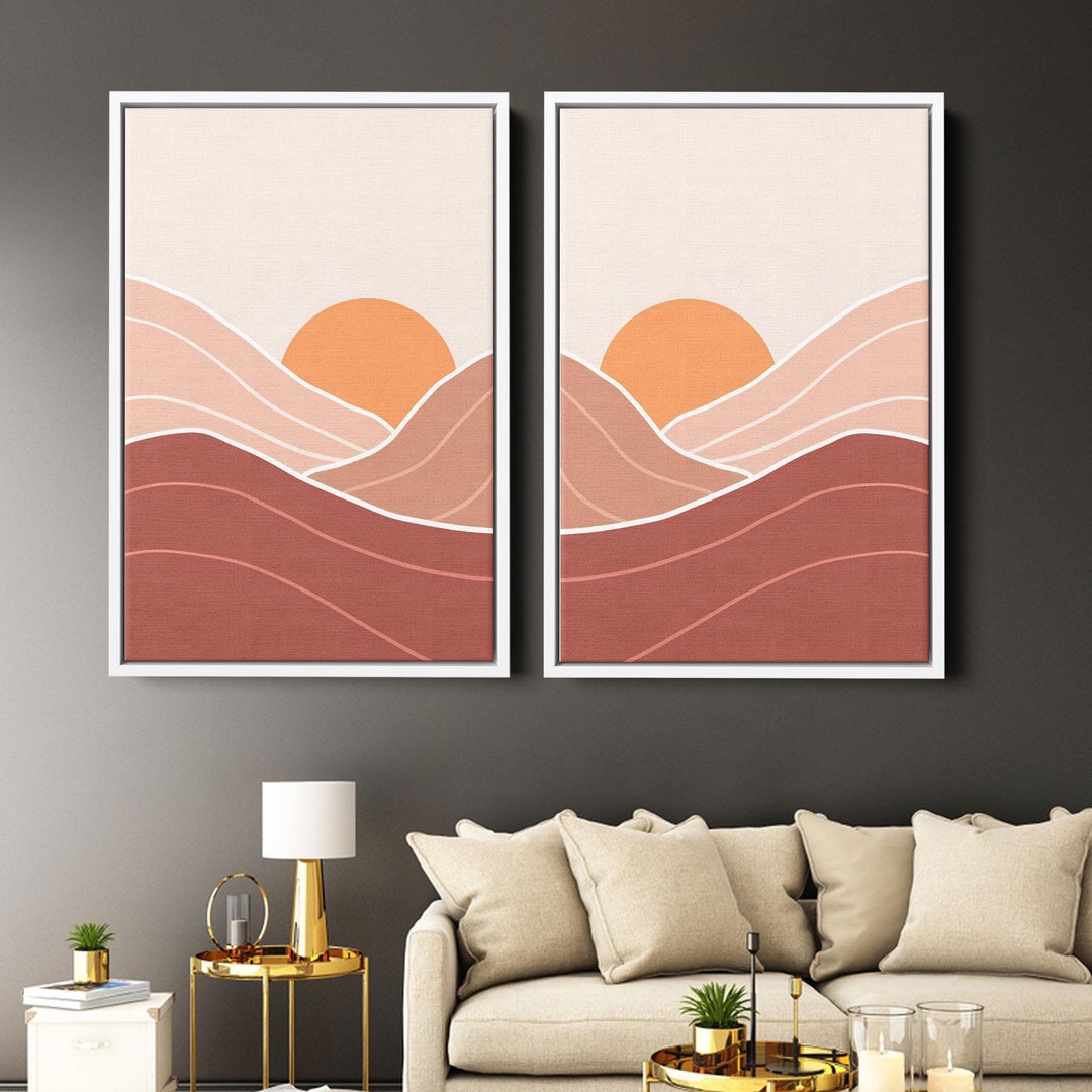 Boho Sun Framed Canvas Print Set – Abstract Nursery Wall Art - Etsy