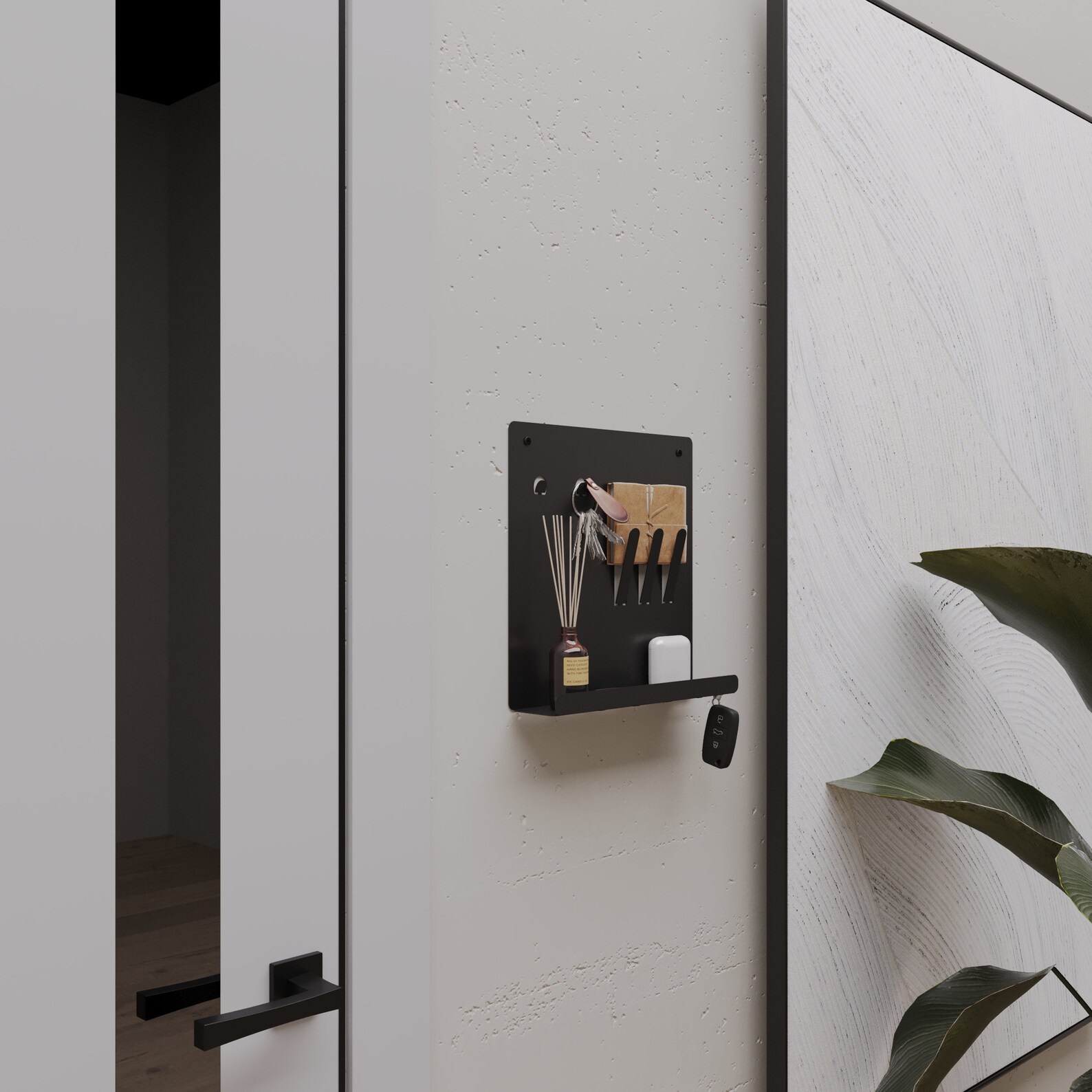 Modern Metal Key Holder, Industrial Entryway Organizer, Floating Shelf ...