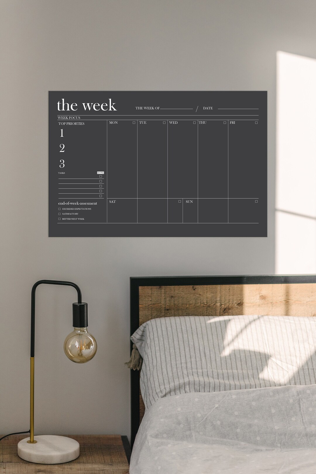 Black Acrylic Weekly Wall Calendar, Personalized Planner , Acrylic Dry ...