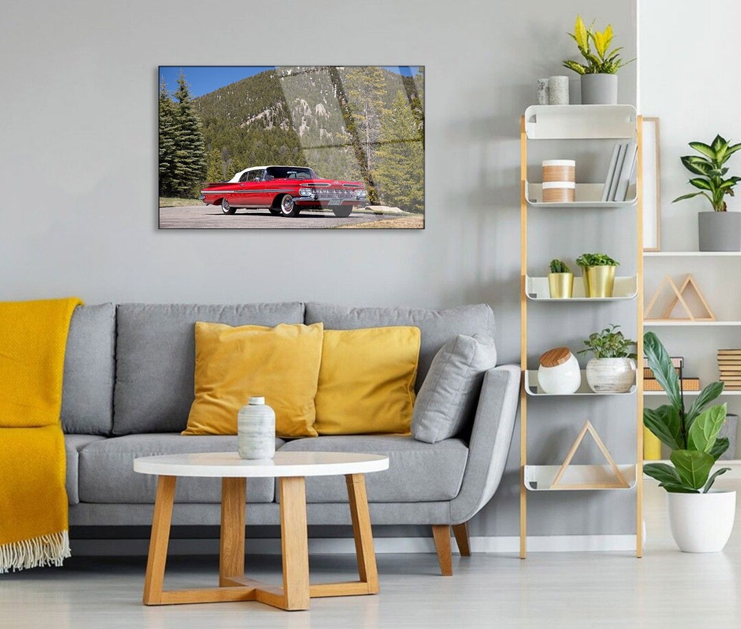 Retro Vintage Cars Glass Wall Art - Large Print, Eye-catching Home ...