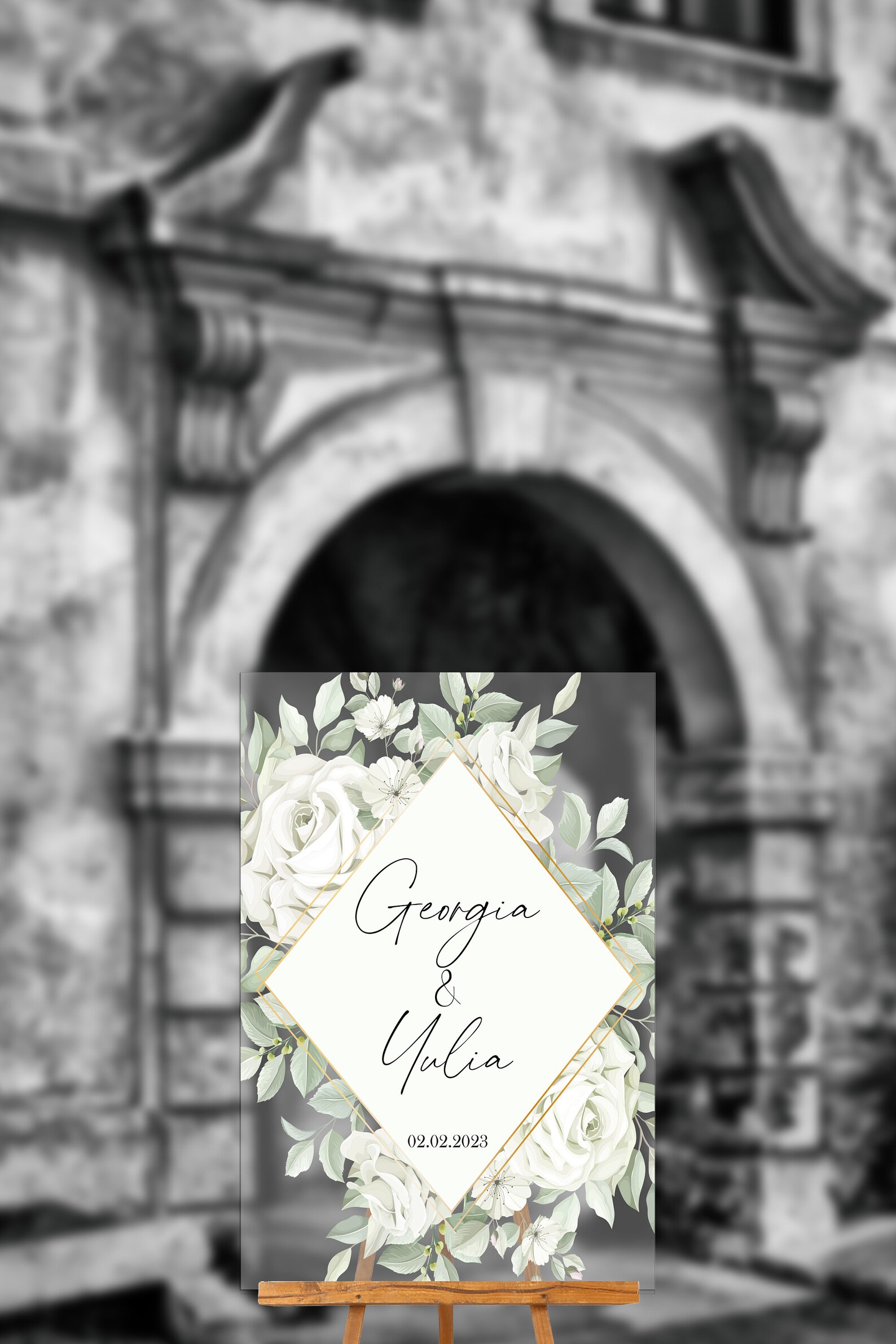 Clear Acrylic Welcome Sign White Rose Wedding Sign - Etsy