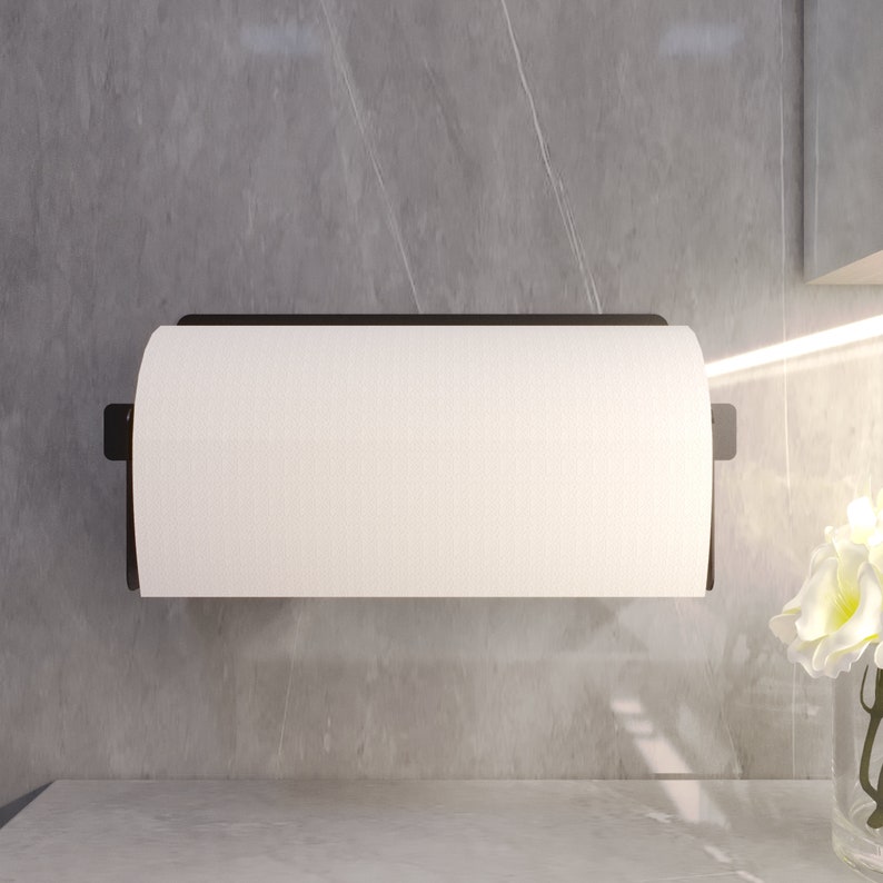 Black Metal Elegant Paper Towel Rack, Ergonomic Paper Towel Towel Rack ...