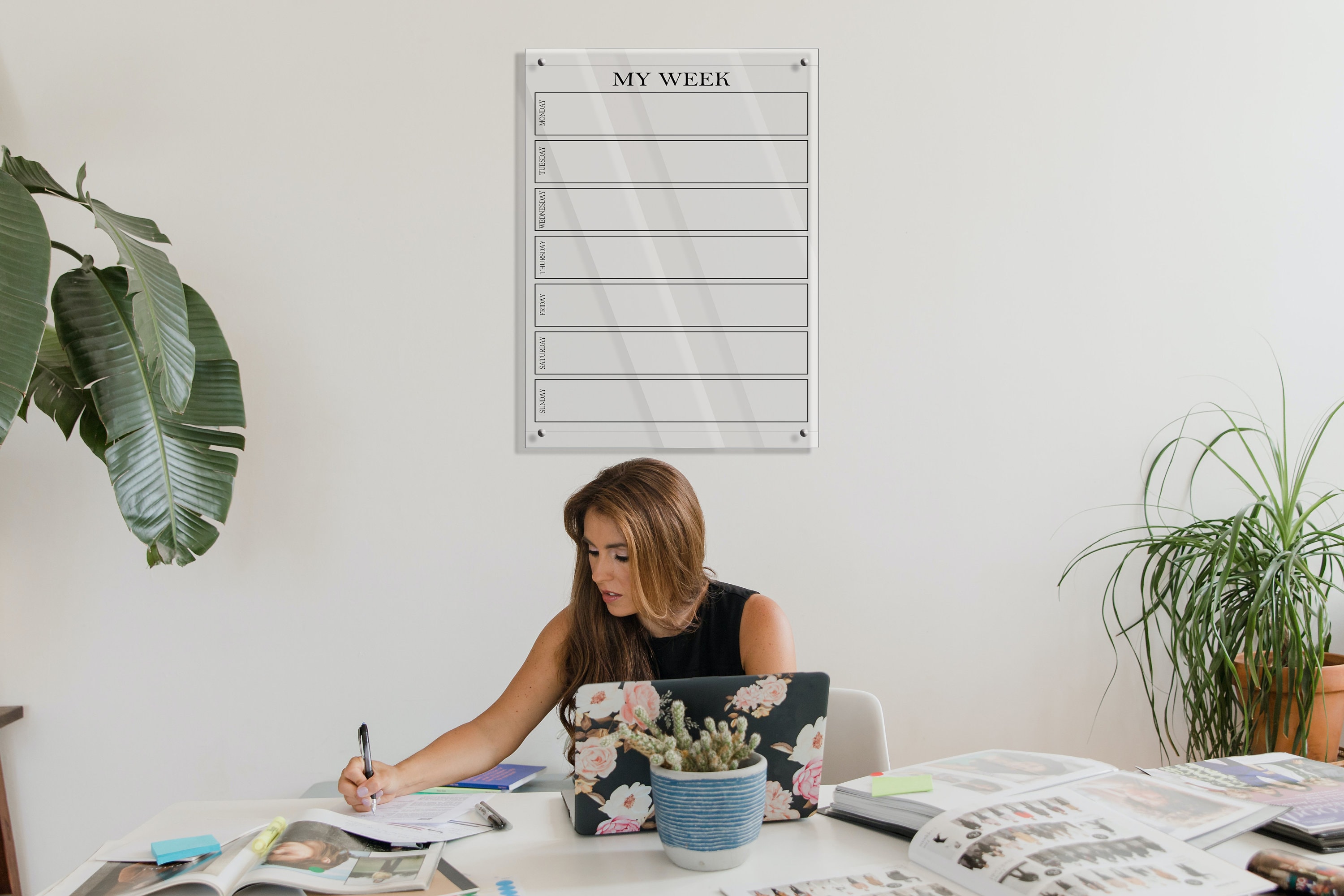 Acrylic Weekly Planner, Personalized Planner, Dry Erase Weekly Calendar ...