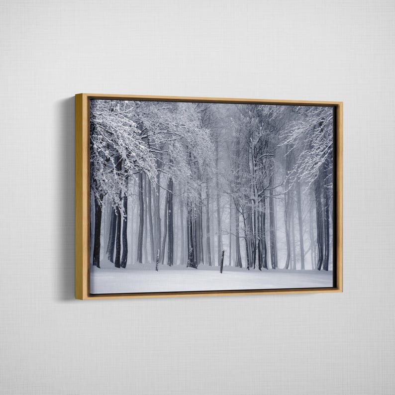 Snowy Forest Canvas Art, Black and White Winter Tree Print - Etsy