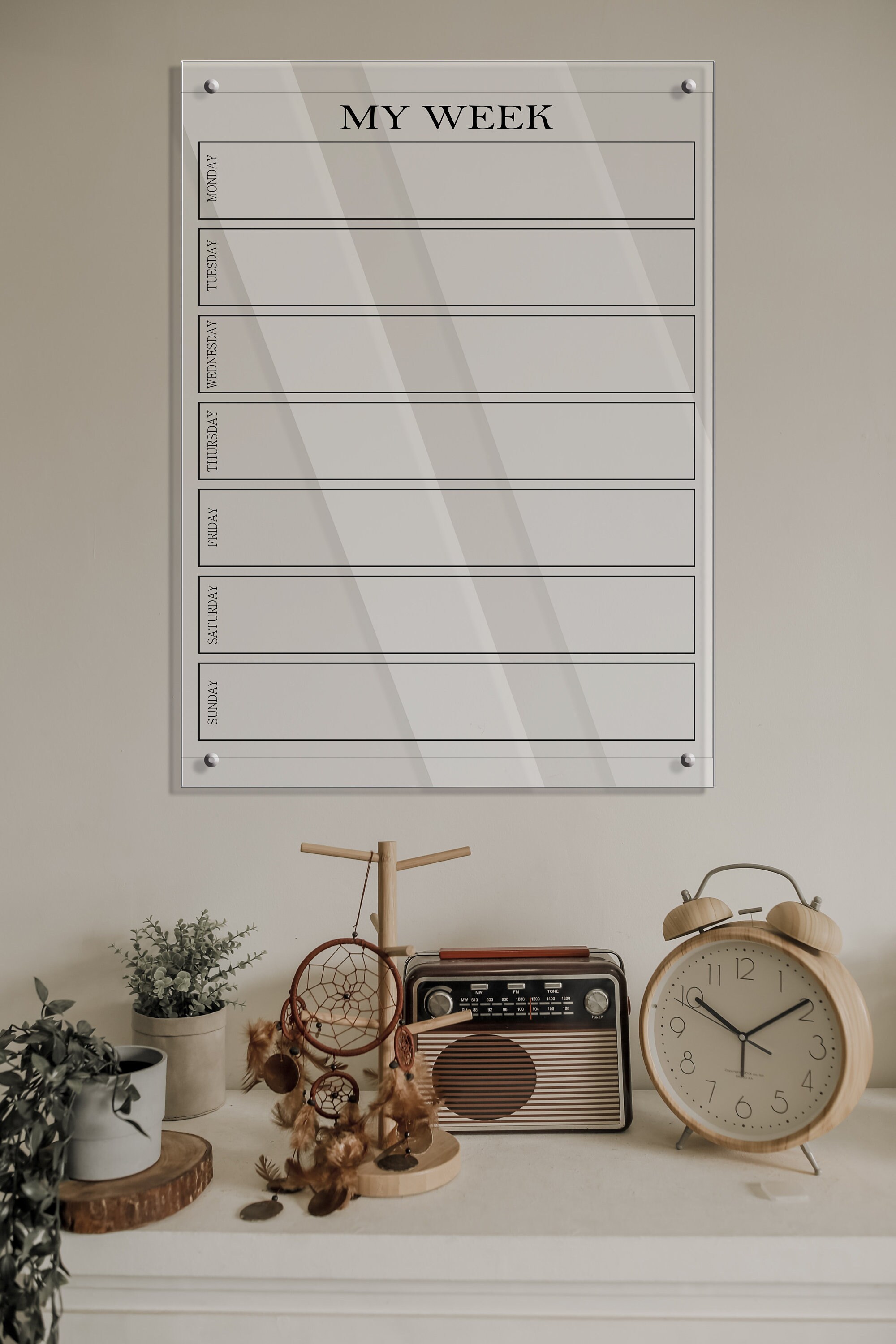 Acrylic Weekly Planner, Personalized Planner, Dry Erase Weekly Calendar ...