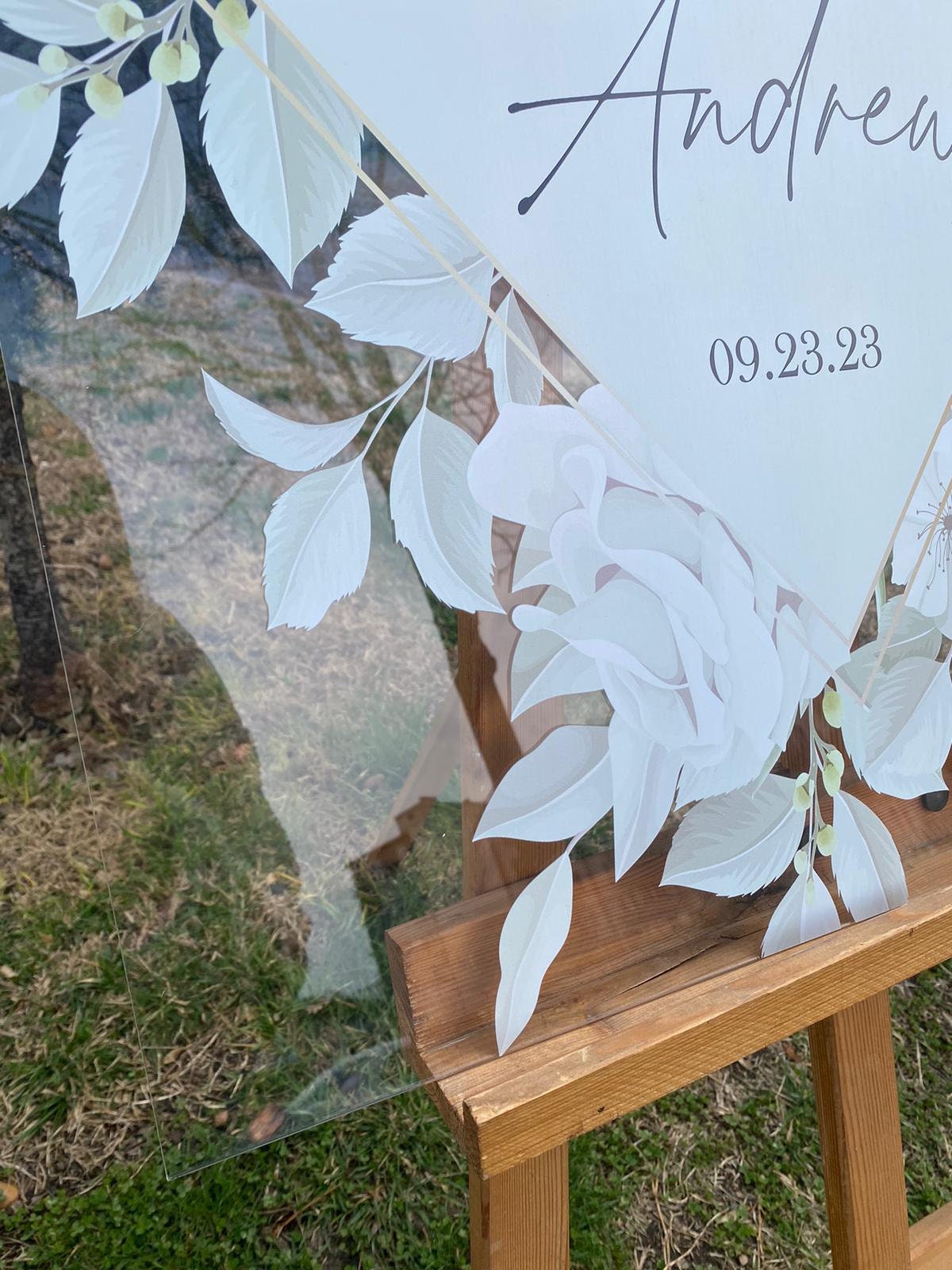 Clear Acrylic Welcome Sign White Rose Wedding Sign - Etsy