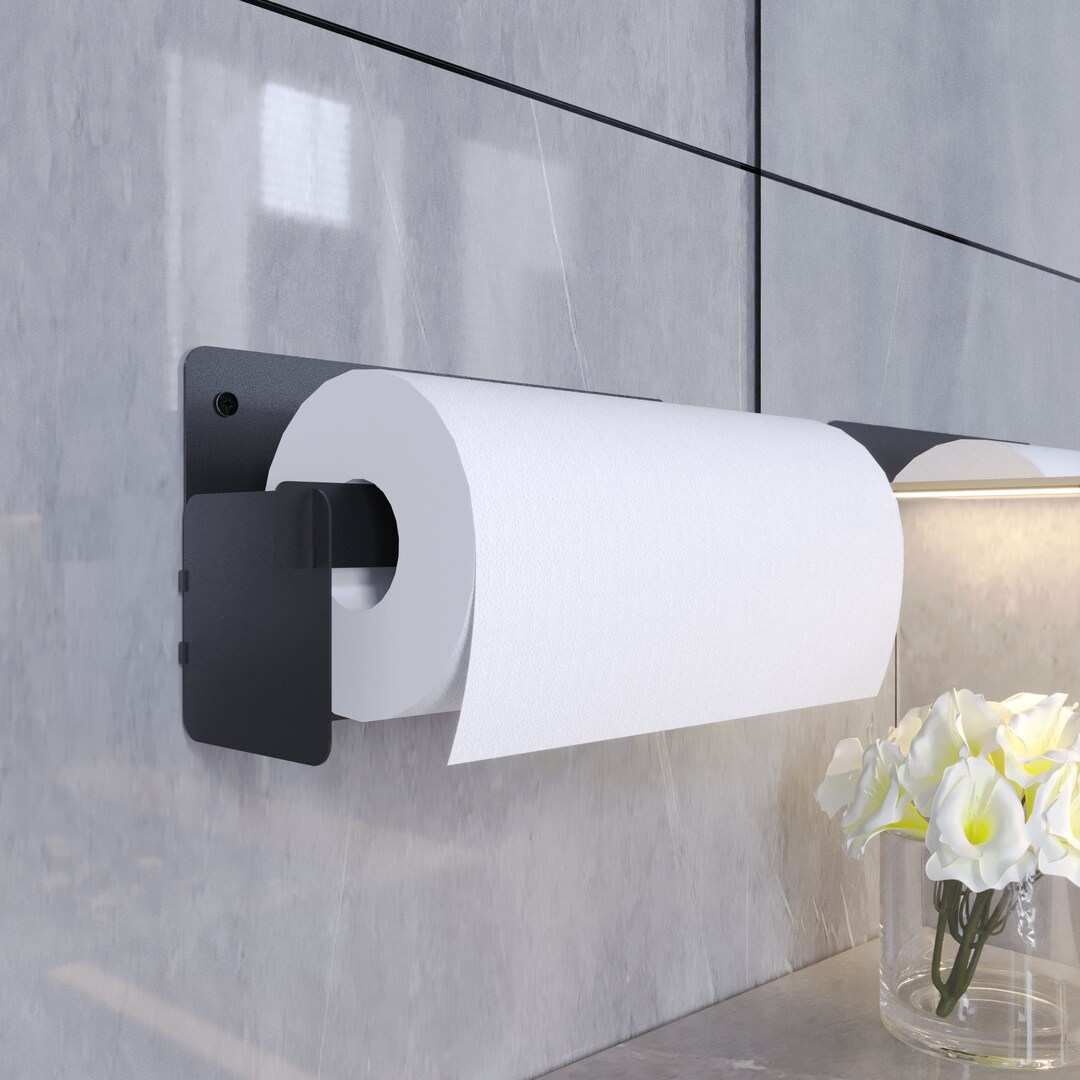Black Metal Elegant Paper Towel Rack, Ergonomic Paper Towel Towel Rack ...