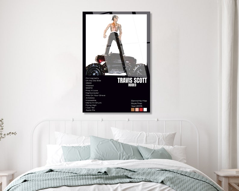 Travis Scott-rodeo Album Poster Tempered Glass Wall Art , Famous Rap ...