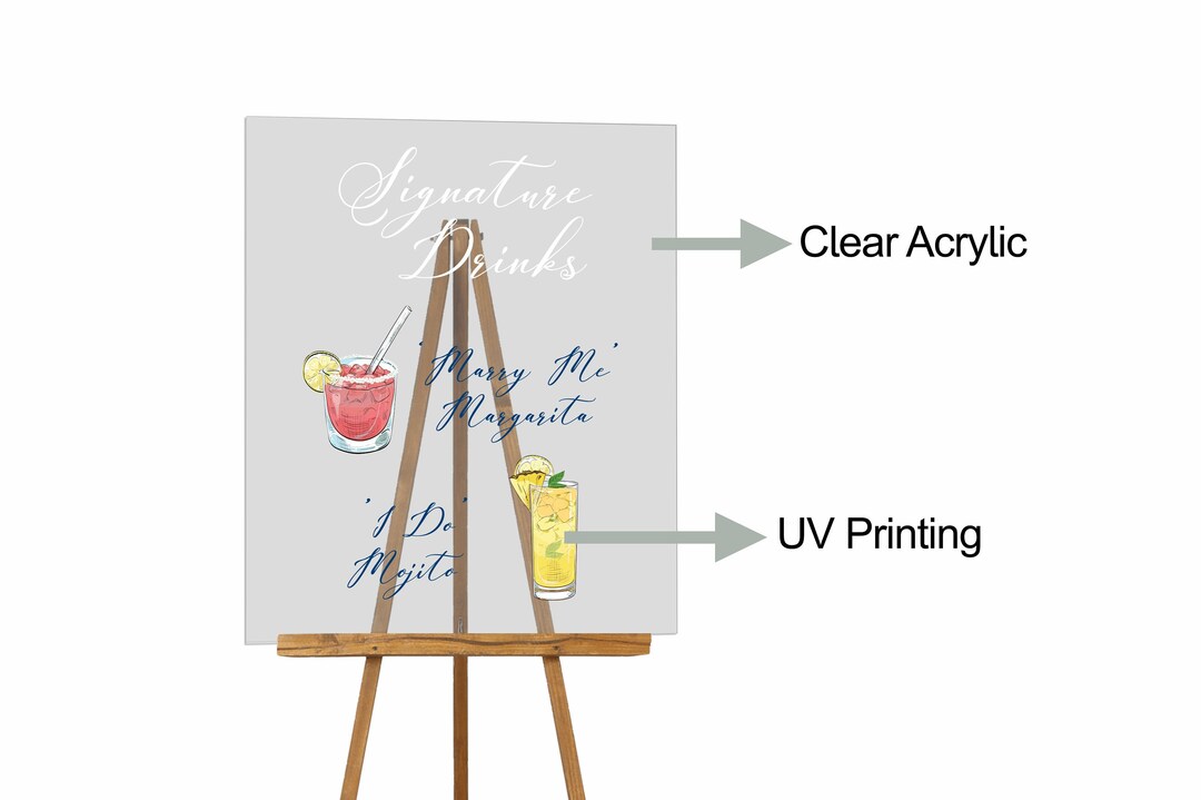 Clear Acrylic Bar Menu Sign, Drink Menu Uv Printed Acrylic Sign ...