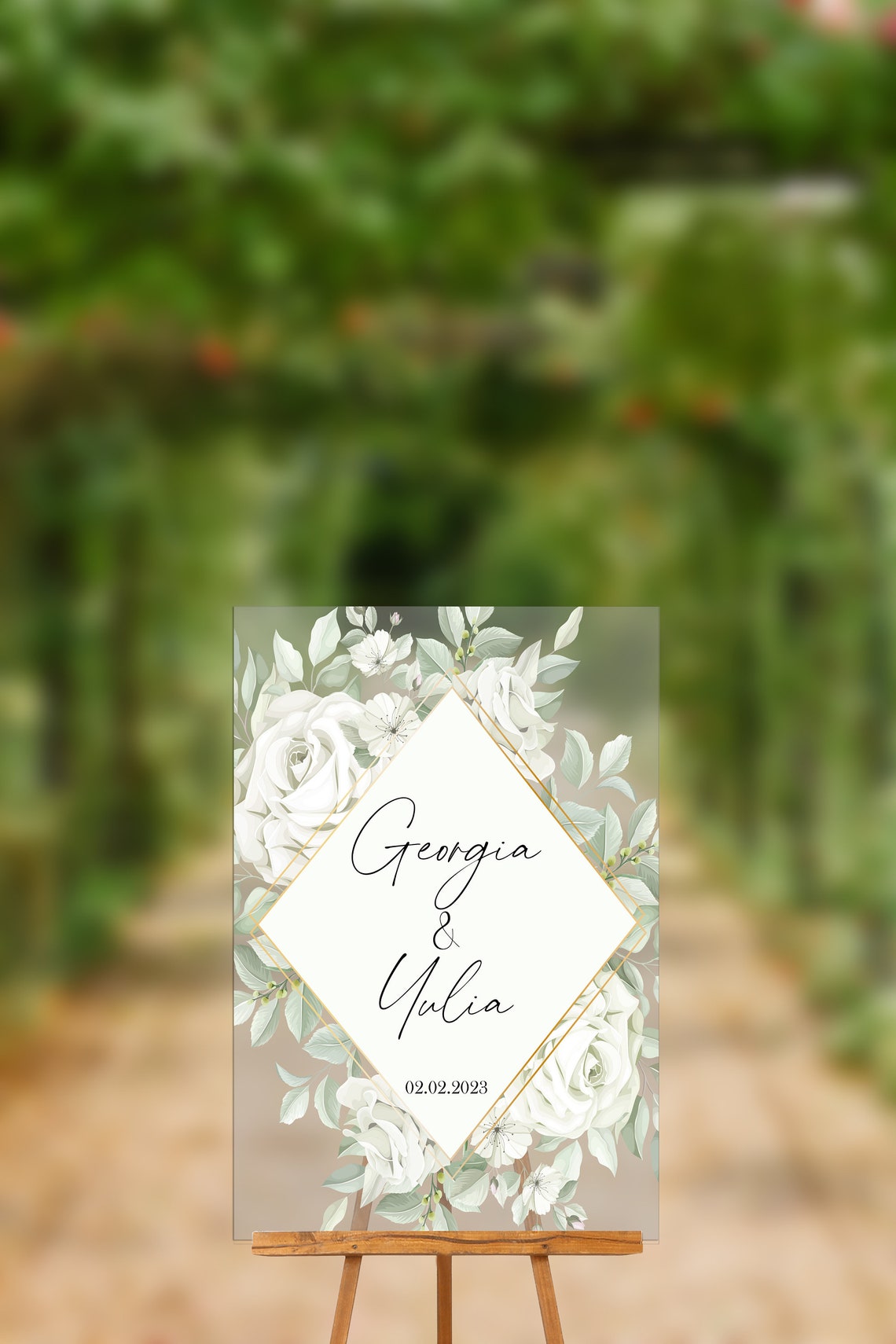 Clear Acrylic Welcome Sign White Rose Wedding Sign - Etsy