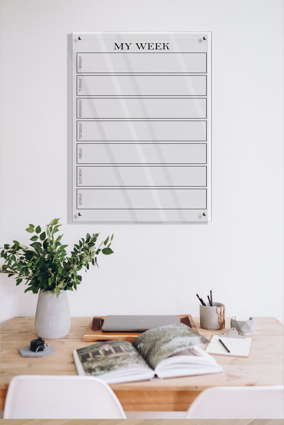 Acrylic Weekly Planner, Personalized Planner, Dry Erase Weekly Calendar ...