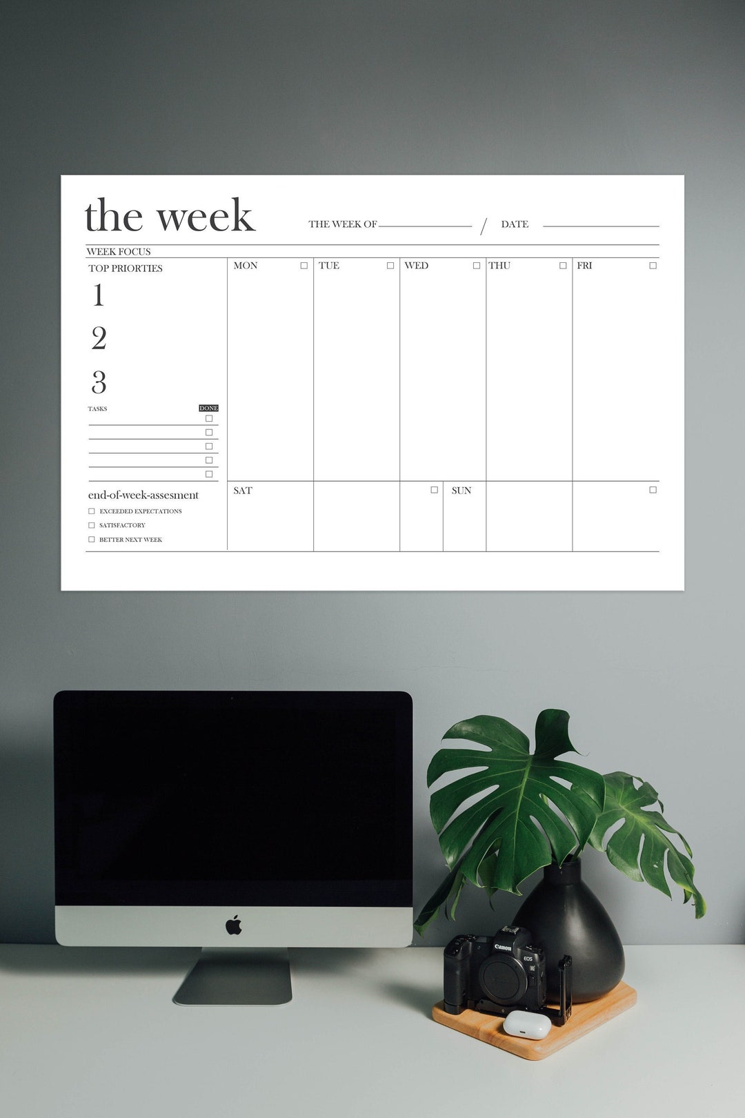 White Acrylic Weekly Wall Planner, Personalized Dry Erase Calendar - Etsy