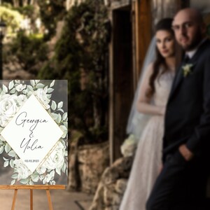 Clear Acrylic Welcome Sign White Rose Wedding Sign - Etsy