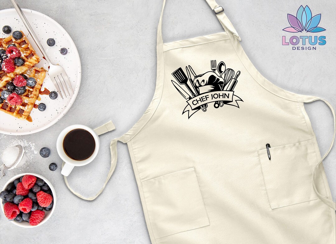 Custom Apron, Name & Kitchen Utensils Apron, Custom Apron, Unisex Apron ...