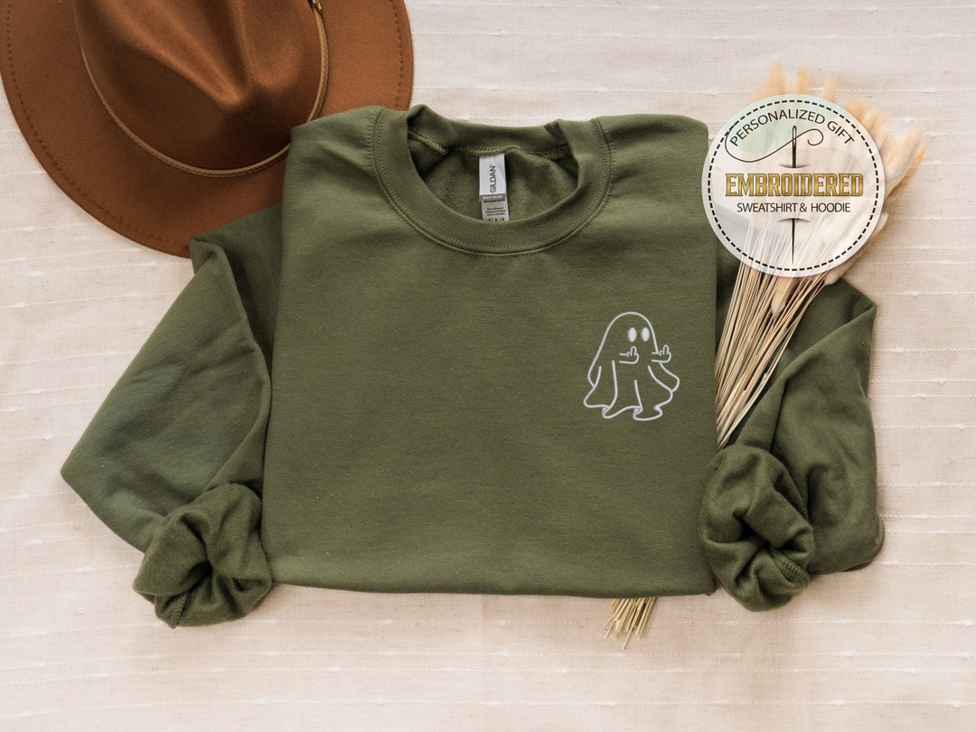 Halloween Embroidery Sweatshirt, Embroidered Halloween Hoodie, Spooky ...
