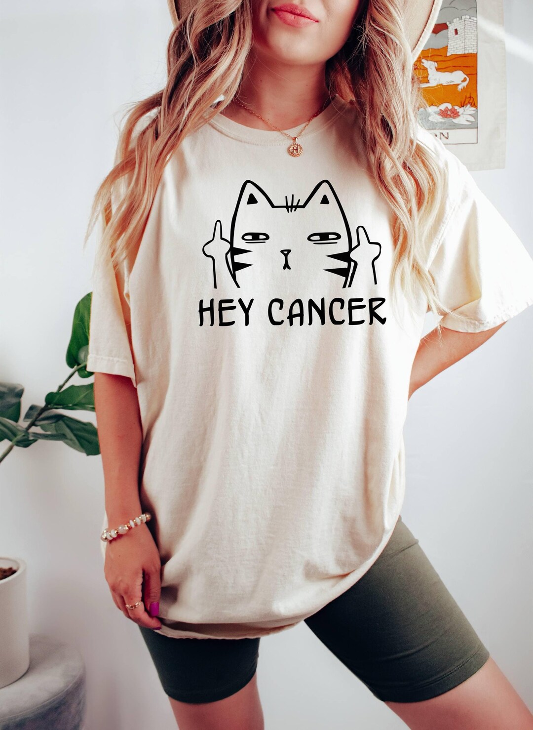 Hey Cancer Shirt, Cancer Survivor Cat Tee, Comfort Colors, Cancer ...